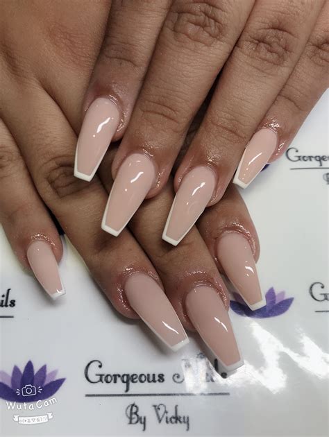 Nude Opi Acrylic Powder Colors With Outlined Coffin Nails Designs Short Acrylic Nails
