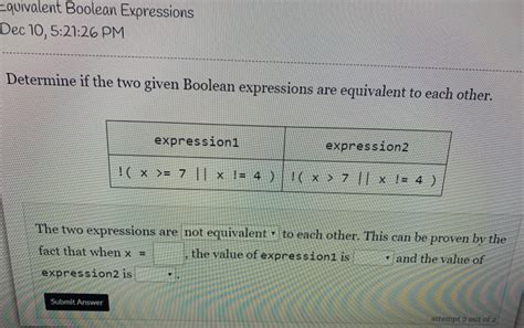 Solved Equivalent Boolean Expressions Dec 10 5 21 26 PM Chegg