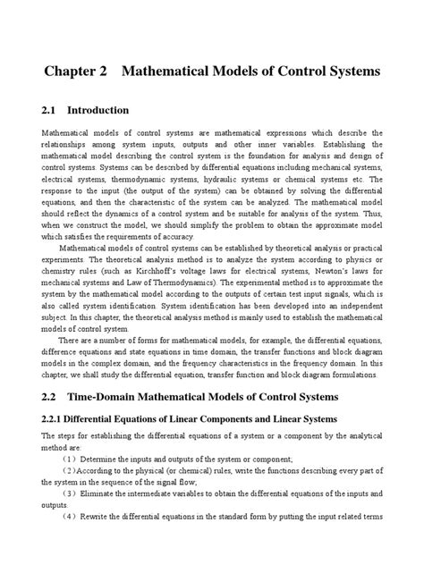 mathmatical model of control systems pdf pdf control theory mathematical model