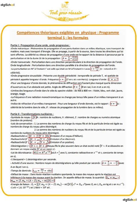 Mise à jour 77 imagen formule physique chimie a connaitre pour le bac
