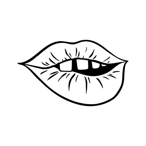 Silhouette Of Female Lips In Retro Pop Art Style Mouth With Routing