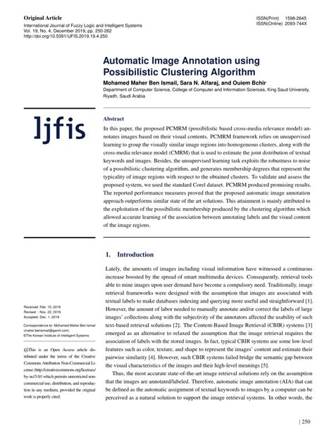 pdf automatic image annotation using possibilistic clustering algorithm