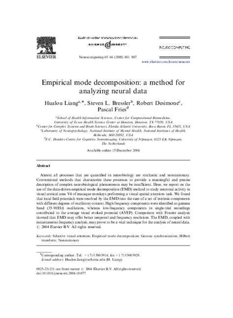 pdf empirical mode decomposition a method for analyzing neural data robert desimone