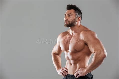 Portrait Of A Healthy Strong Shirtless Male Bodybuilder Stock Photo