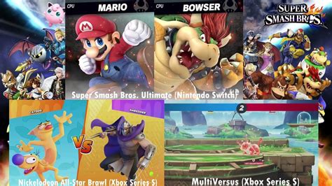 Super Smash Bros Ultimate Vs Multiversus Vs Nickelodeon All Star Brawl