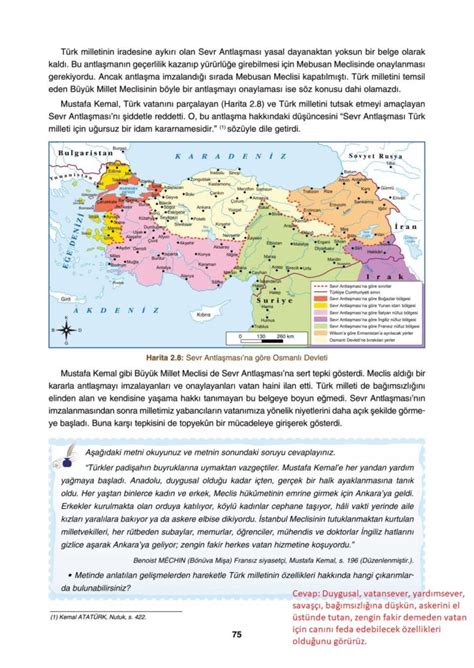 8 Sınıf İnkılap Tarihi Dersdestek Yayınları Sayfa 75 Cevapları