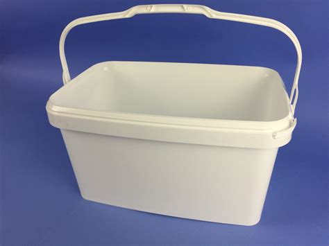 White Rectangular Bucket 12 1 Litre Complete With Tamper Evident Neck