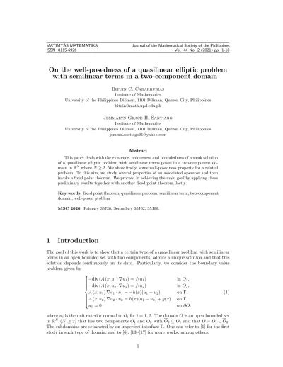on the well posedness of a quasilinear elliptic problem with semilinear terms in a two component