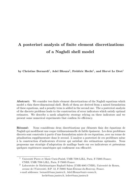 pdf a posteriori analysis of finite element discretizations of a naghdi shell model