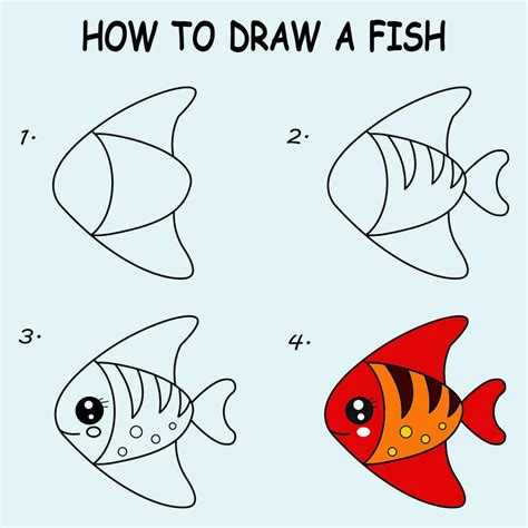 Step By Step To Draw A Fish Drawing Tutorial A Fish Drawing Lesson