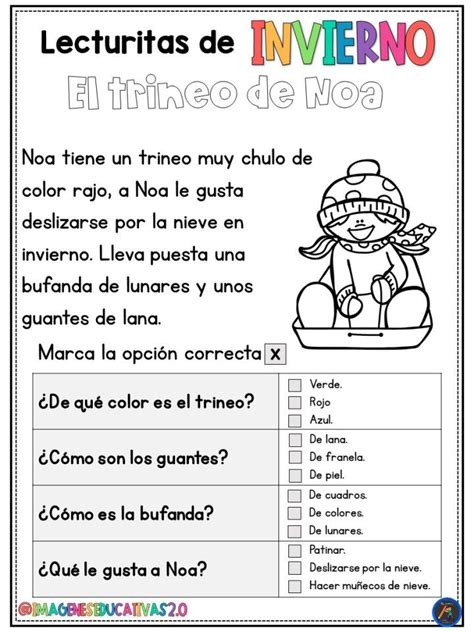 MINI LECTURITAS DE COMPRENSIÓN ESPECIAL INVIERNO Lectura de