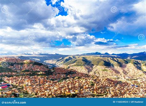Cityscape Of La Paz With Illimani Mountain Bolivia Editorial Stock