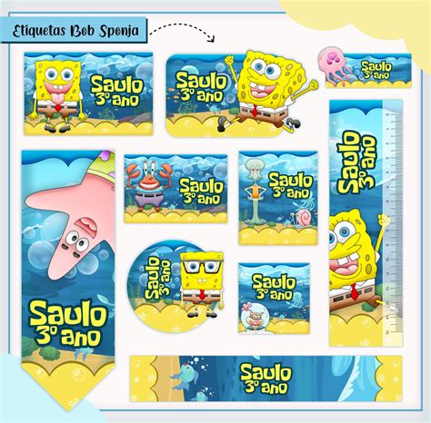 Etiqueta Escolar Bob Esponja Elo Produtos Especiais