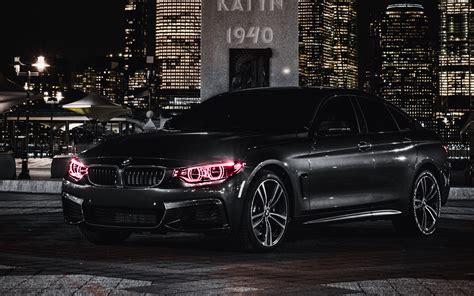 BMW M4 Wallpaper 4K Black Edition Angel Eyes Night City Lights
