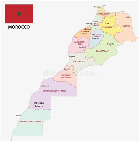 Political Map Of Morocco Isolated On Transparent Background Stock