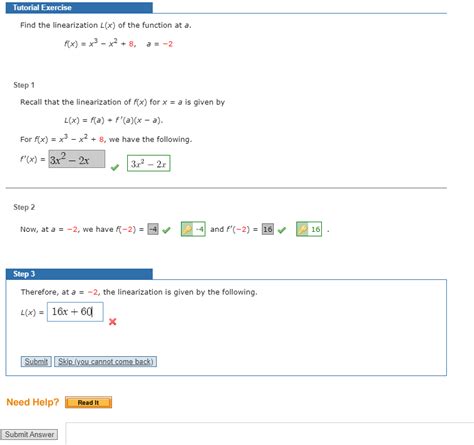 solved find the linearization l x of the function at