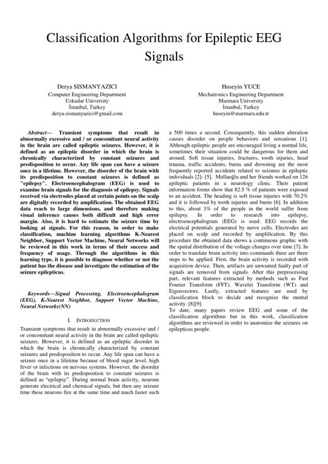 pdf classification algorithms for epileptic eeg signals