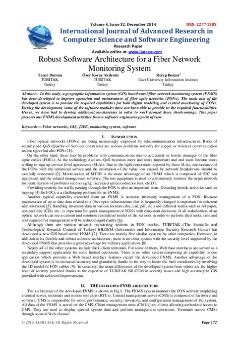 pdf robust software architecture for a fiber network monitoring system taner dursun and