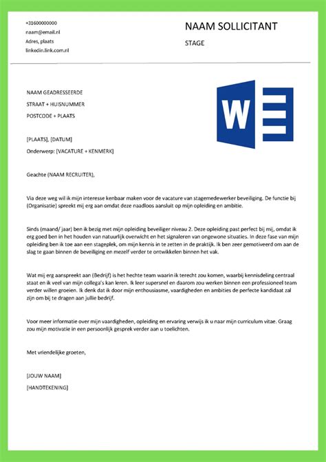 Voorbeeld Motivatiebrief Student Perfecte Gratis Brieven