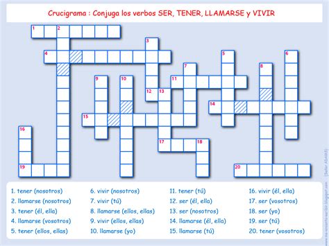 Crucigrama Verbo de presentación Crucigramas Verbos Verbos en espanol