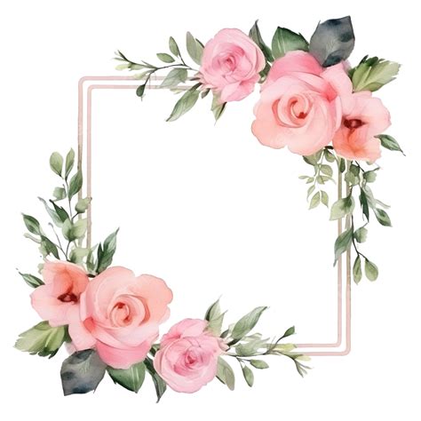 Marcos De Acuarela De Ramo De Flores Rosas PNG Dibujos Ramo De Flores