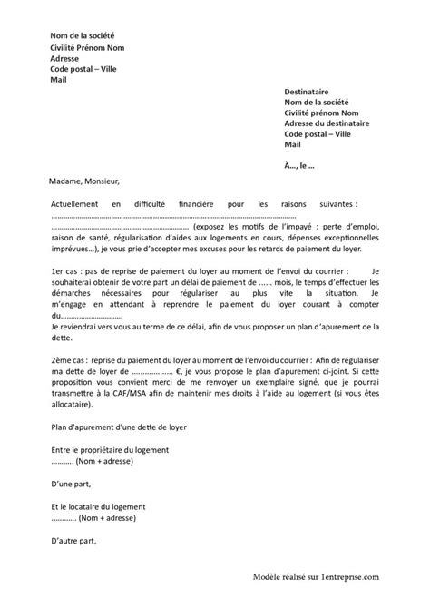 Lettre De Demande De D Lai De Paiement Du Loyer Exemple