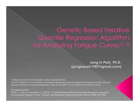 pdf genetic based iterative quantile regression algorithm for analyzing fatigue curves