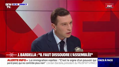 Après le rejet de la loi immigration Jordan Bardella appelle à la