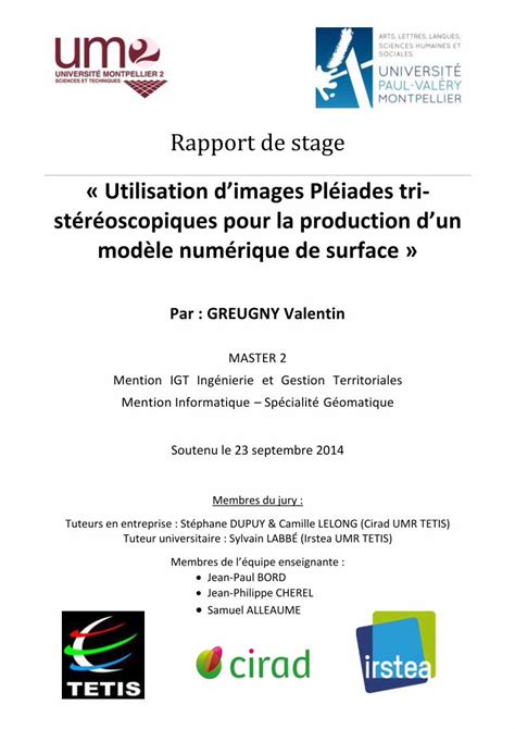 PDF Rapport De Stage Archive Ouverte Du Cirad Agritrop