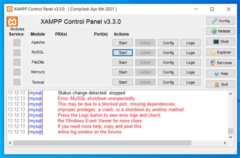 how to fix error mysql shutdown unexpectedly tonjoo