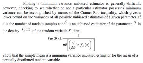 solved finding a minimum variance unbiased estimator is