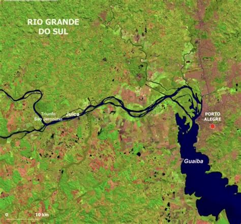 Imagens de satélite mostram enchente arrasadora na Grande Porto Alegre