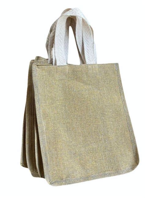 Loop Hndle Open Brown Plain Jute Carry Bag Size Dimension 15x10x17 Cm
