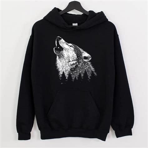 Czarna Damska Bluza Z Kapturem Wilk Id 134764 TIMEFORF