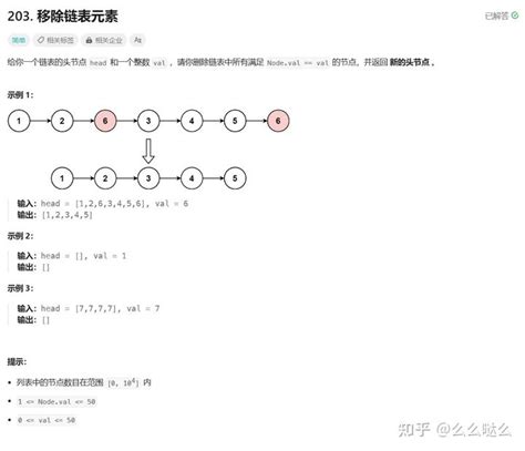 leetcode 203 移除链表元素 知乎