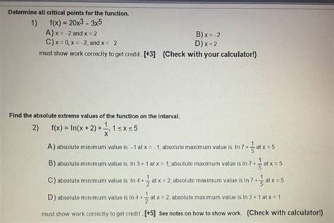 get answer determine all critical points for the function 1 f x 20x3 transtutors