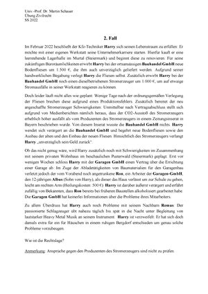 1 Fall 1 Einheit Univ Prof Dr Martin Schauer Übung Zivilrecht