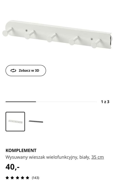 Ikea Komplement Wieszak Do Szafy Pax Cm Wysuwany Kazu Polski Olx Pl