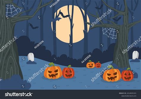 Halloween Scary Vector Background Spooky Graveyard Stock Vector