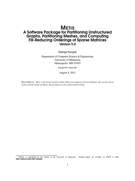metis manual pdf vertex graph theory subroutine