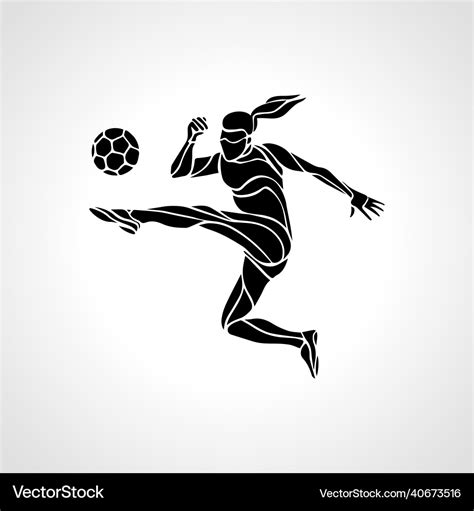 Women Soccer Girl Football Player Silhouette Vector Image