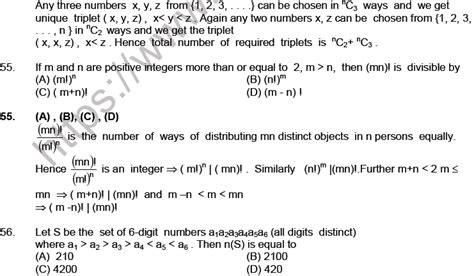 jee mathematics permutation and combination mcqs set a multiple choice questions
