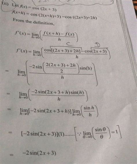 2 ii let f x cos 2x 3 f x h cos 2 x h 3 cos 2x 3 2h from the definition
