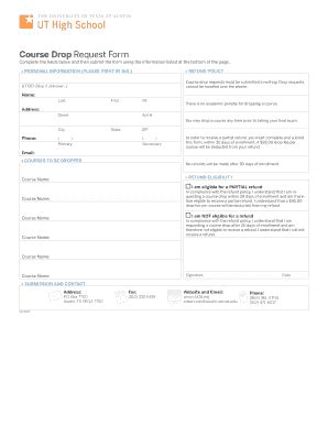 Fillable Online Cee Utexas Course Drop Request Form Cee Utexas Edu