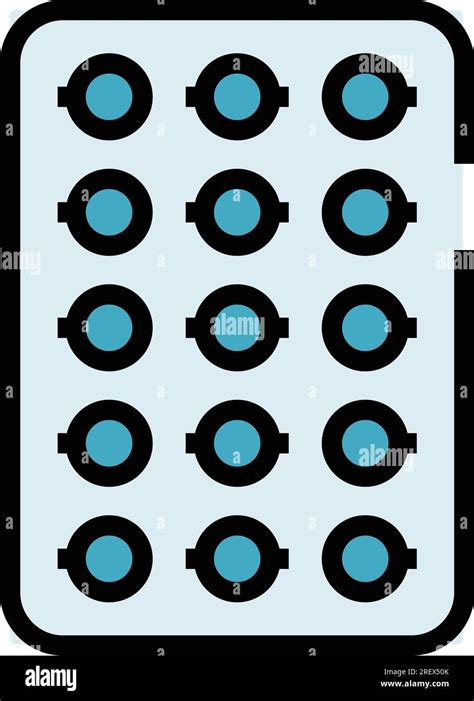 Pill Blister Icon Outline Vector Tablet Pack Medicine Package Box