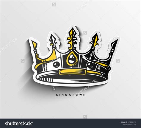 Hand Drawn Illustration Crown Sticker King Stock Vector Royalty Free