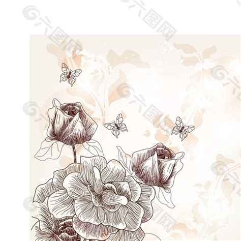 矢量手绘花朵线稿背景素材设计元素素材免费下载 图片编号 2339116 六图网