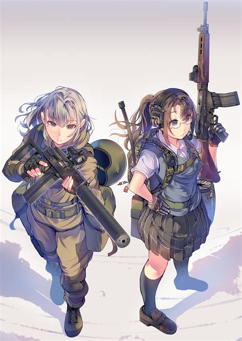 Fondos de pantalla ilustración pistola pelo largo Anime Chicas