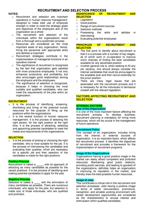 Recruitment And Selection Process Recruitment And Selection