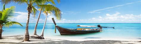 Thailand Strand Palmen Meer Boot 3840x2160 UHD 4K Hintergrundbilder